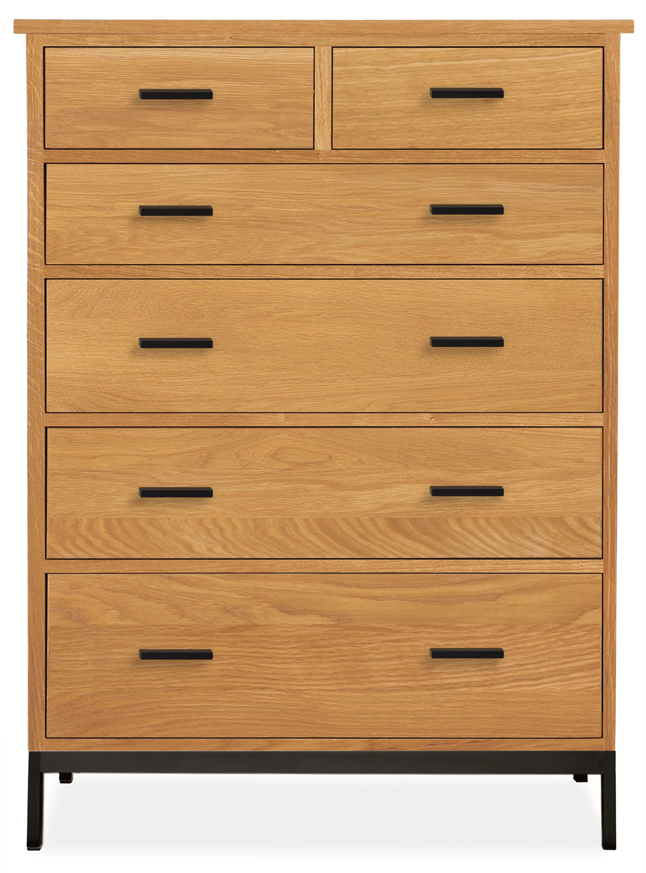 Linear 36w 20d 50h Six-Drawer Dresser in White Oak with Natural Steel ...