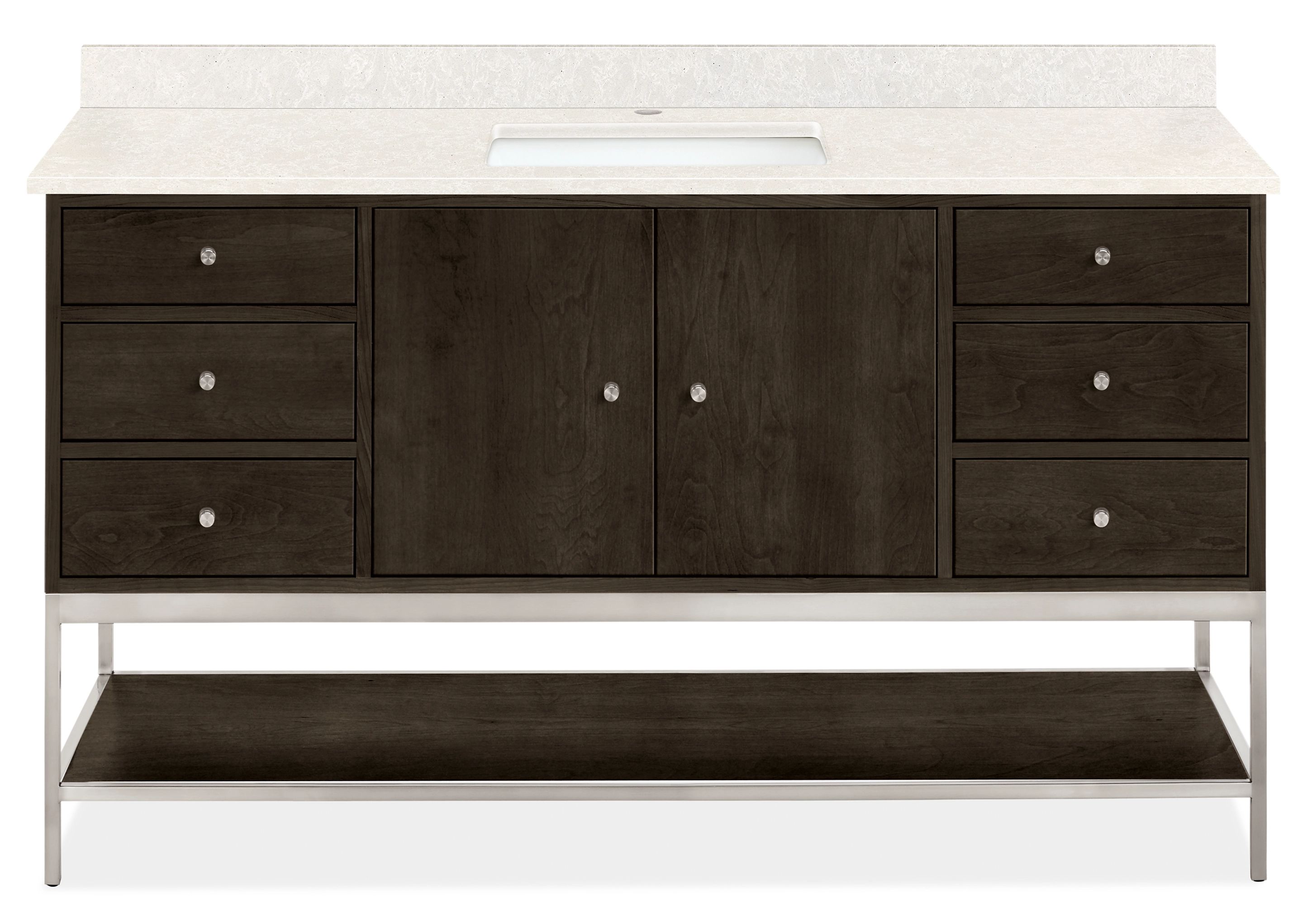 Linear 60w 21.75d SGL Vanity Steel BS L&R Overhang in Charcoal w/Foggy ...