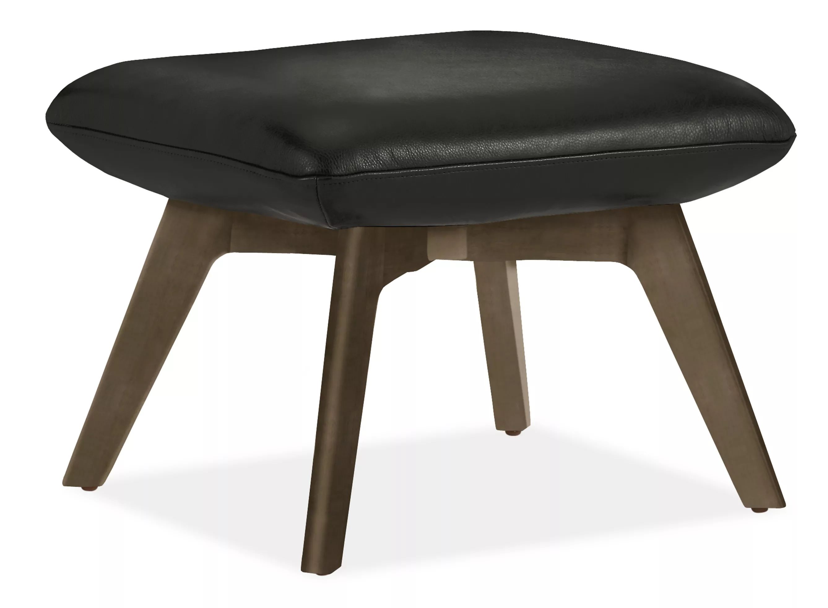 Hillard 22w 18d 16h Ottoman in Lecco Black Leather with Charcoal ...