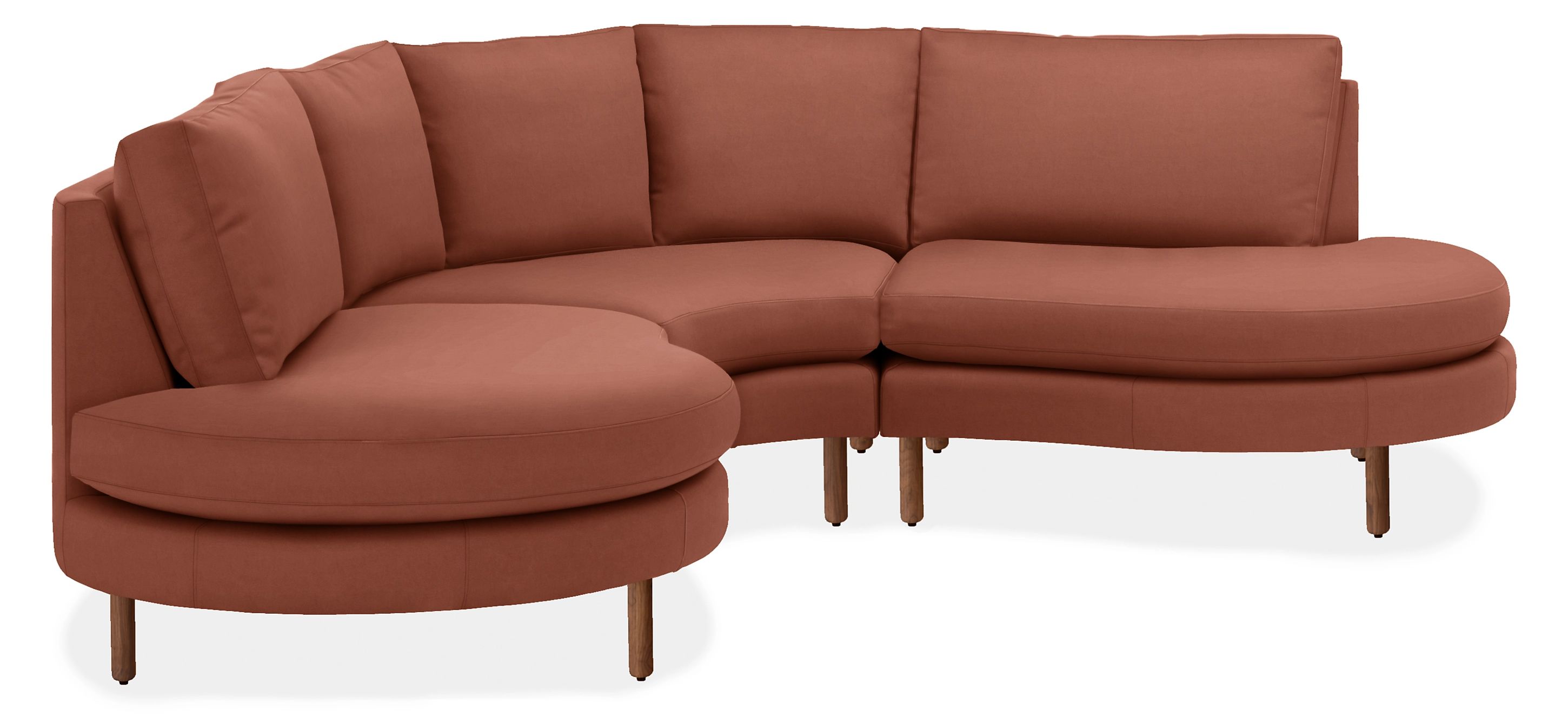 Jasper 100x100" Three-Piece Curved Sectional in View Rosewood with ...