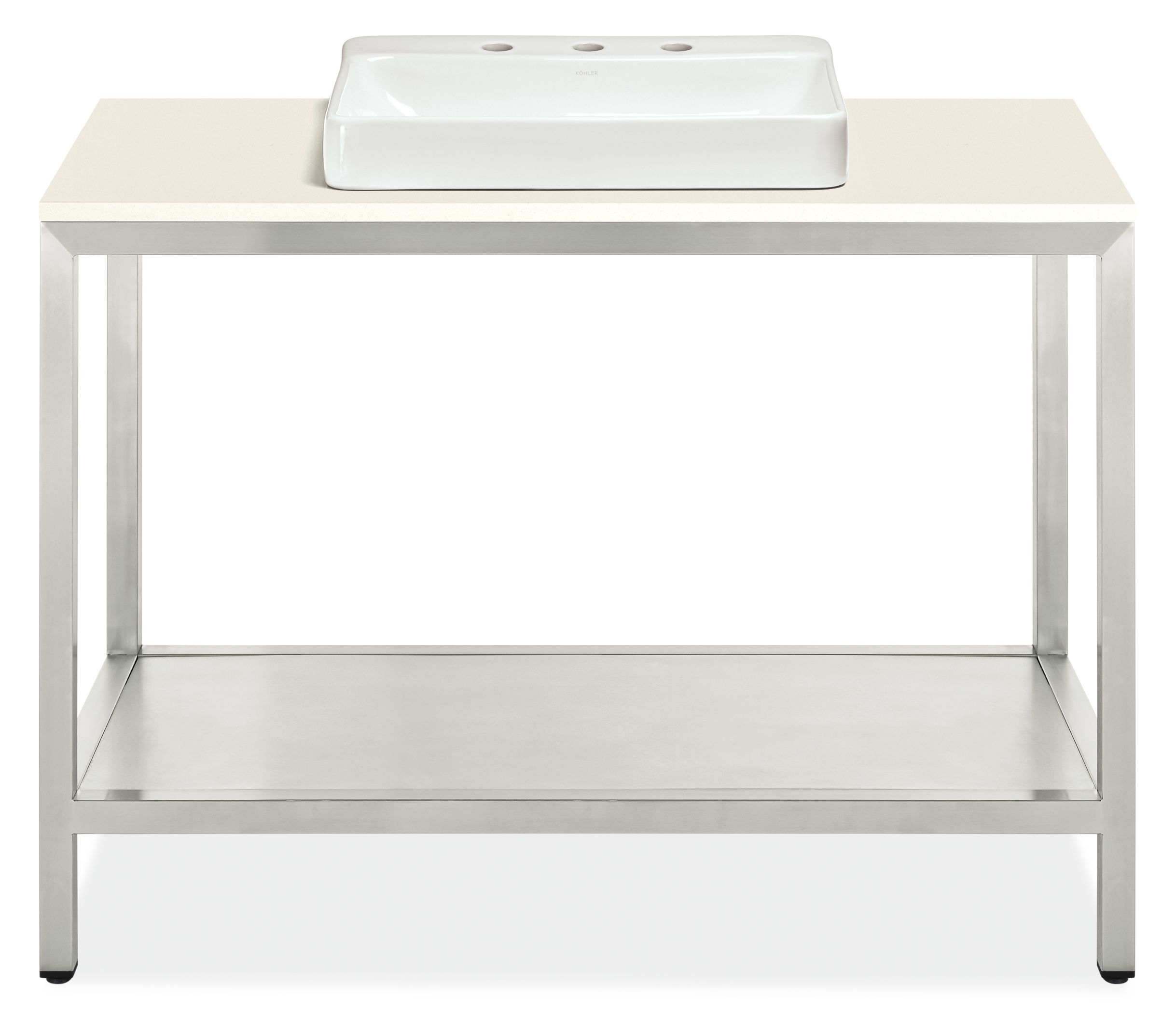 Parsons 48w 21.75d 37.25h Vanity in SS w/White Top & 3-Hole Vox Vessel Sink - Vanities - Bath ...