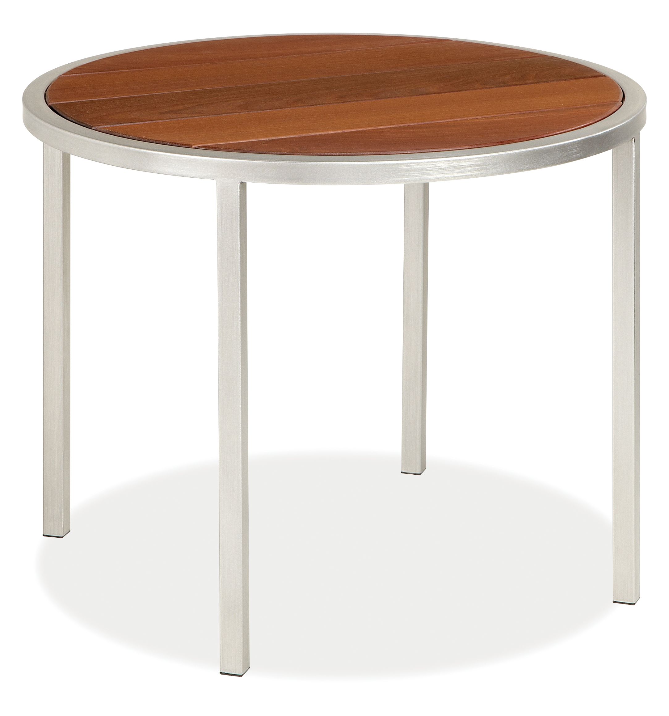 Montego 27 diam 22h Round Side Table in Ipe with Stainless Steel - Side ...
