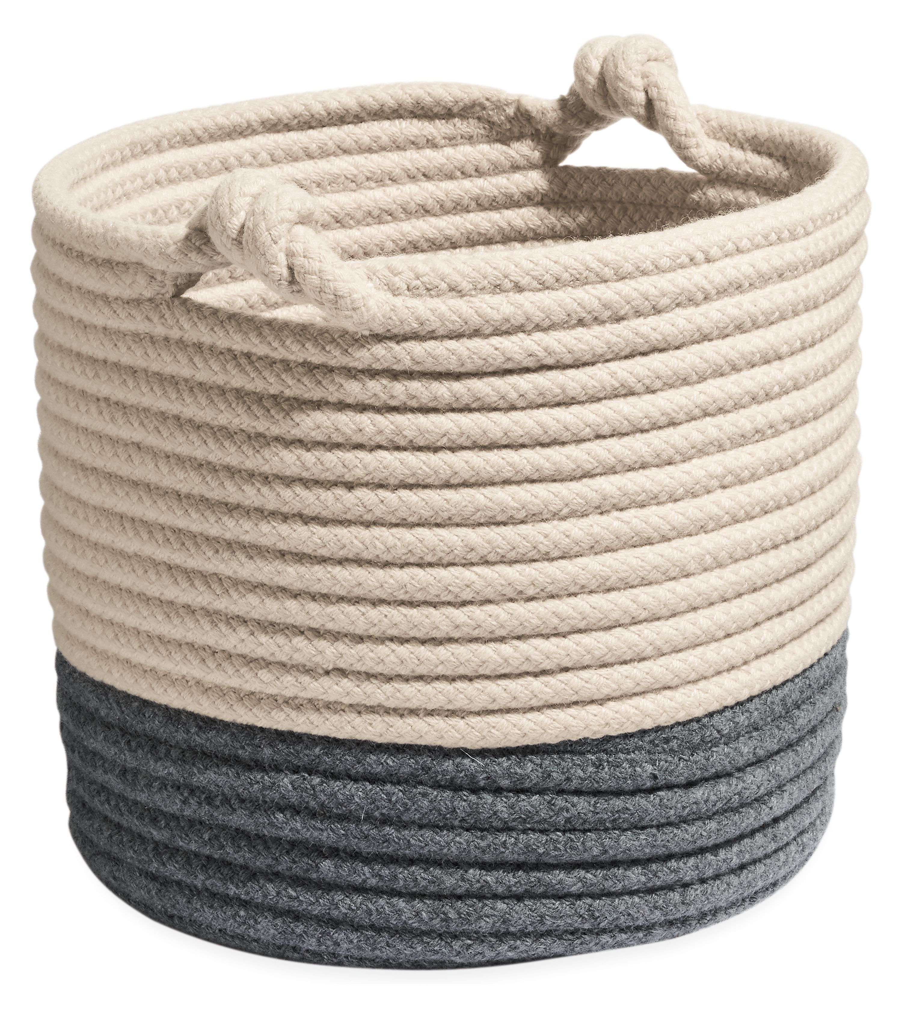 Kori 14 diam 14h Storage Basket with Twist Handles in Ivory/Grey ...