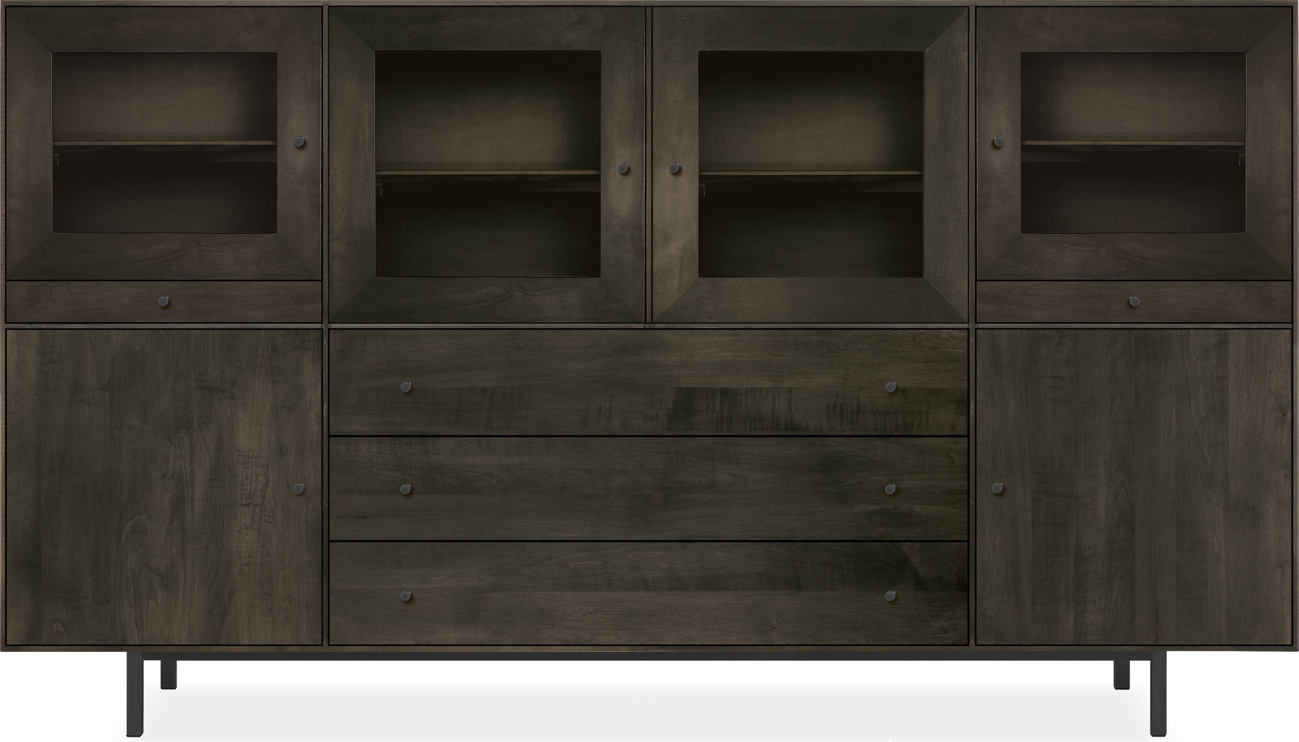 Hudson 86w 16d 50h Cabinet in Charcoal with Natural Steel - Storage ...