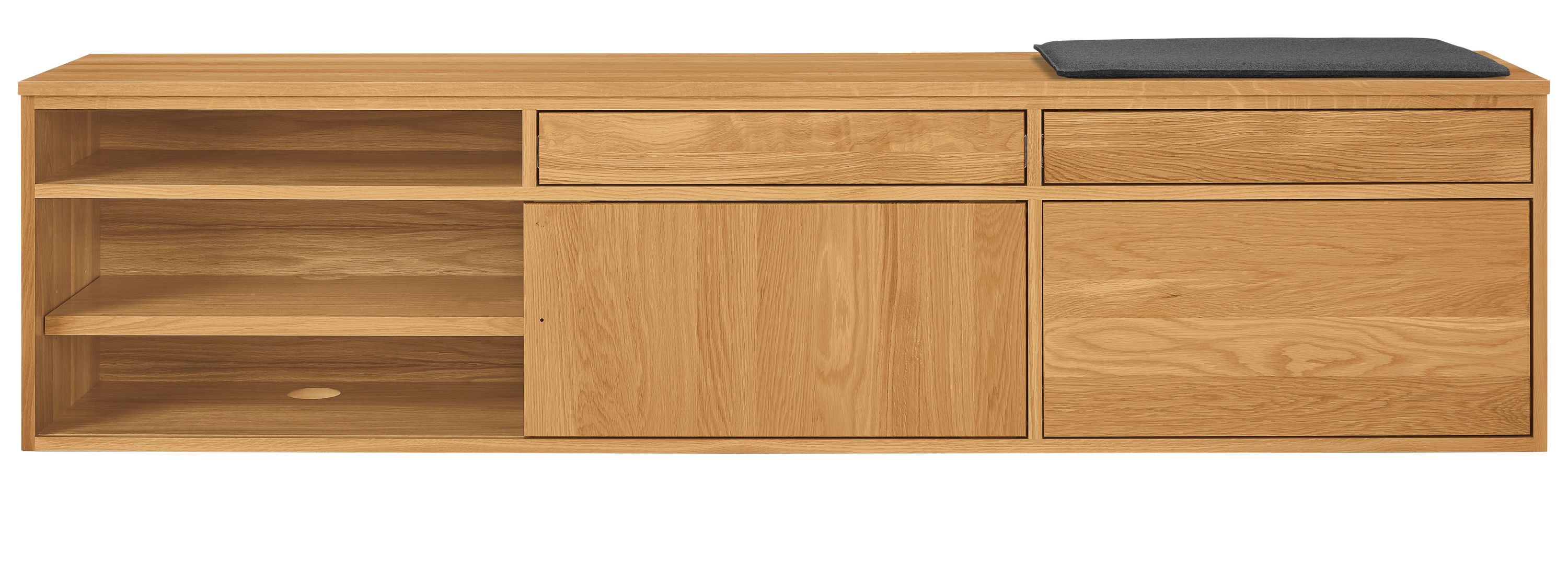 Room Board Modern Linear Right File Drawer Bench Solid Maple Wood