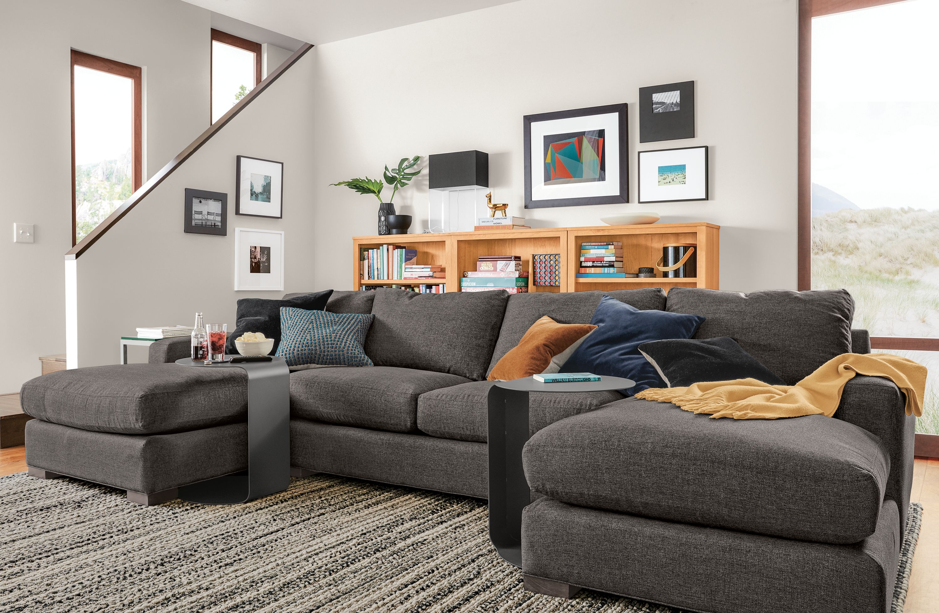 Metro U Shaped Sectional in Geno Charcoal Living Room Board