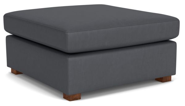 Ryan 39w 39d 18h Square Ottoman in Lecco Smoke w/Walnut Legs - Ottomans ...