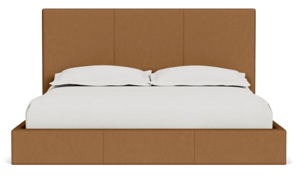Wyatt King Bed with 48" Headboard in Laino Camel Leather - Beds ...
